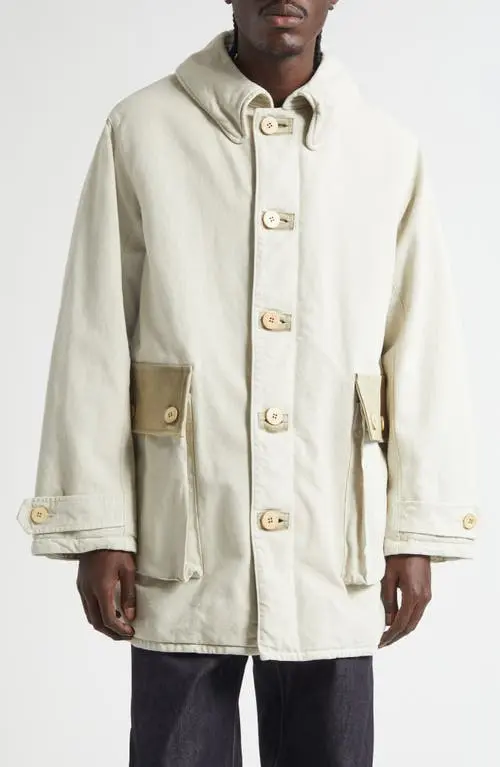 Visvim Winfield Field Coat With Genuine Shearling Collar - Off
